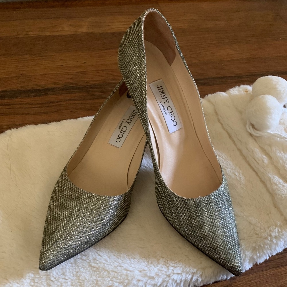 Jimmy Choo Romy 60 Gold Glitter Pumps - Gem